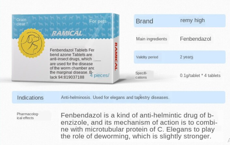 Fenbendazole 100mg Tablets Dewormer - Nematodosis and teniasis